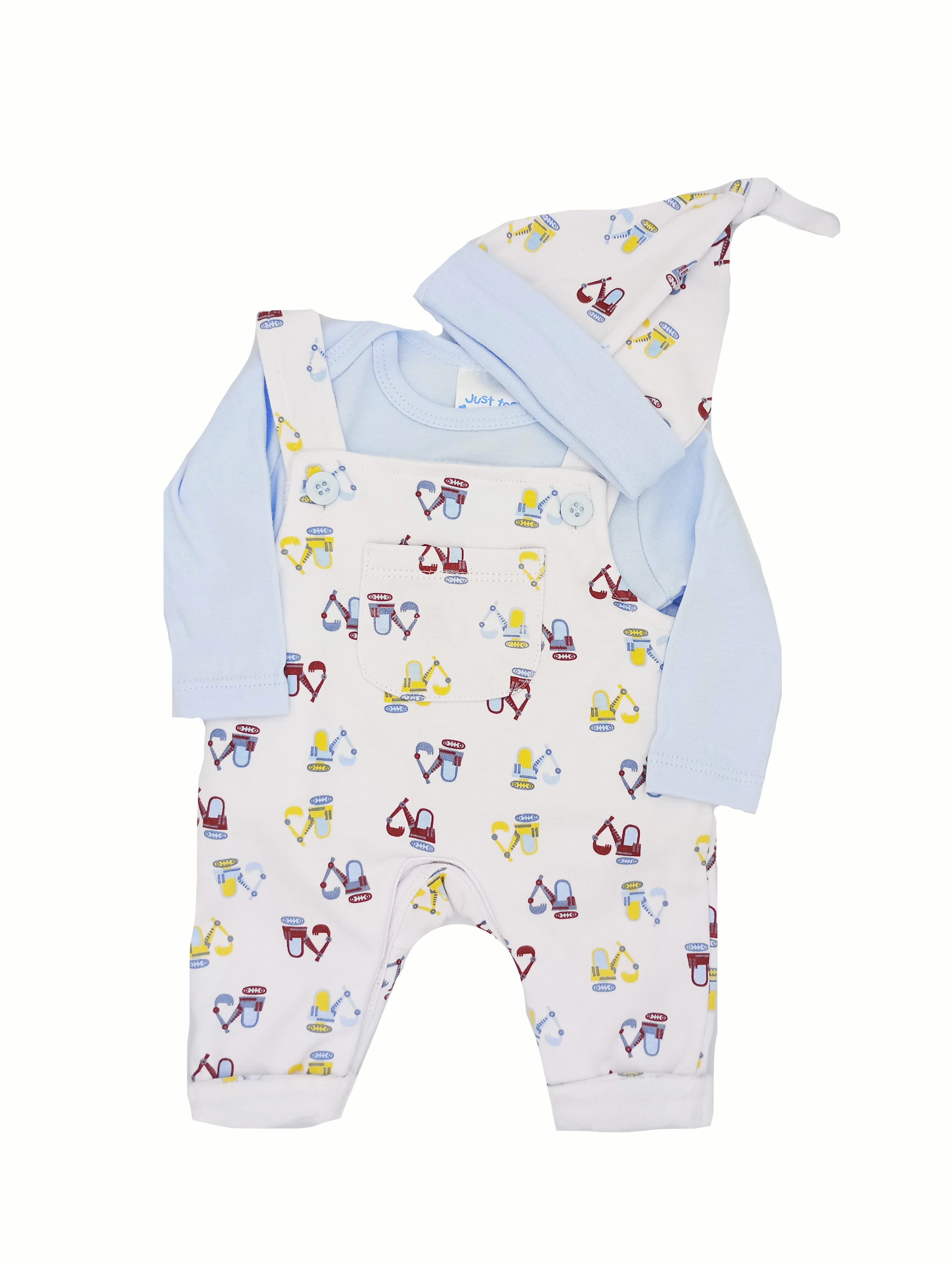 Diggers 3 Piece Gift Set - White/Blue : Dungarees, Top & Hat – Little ...