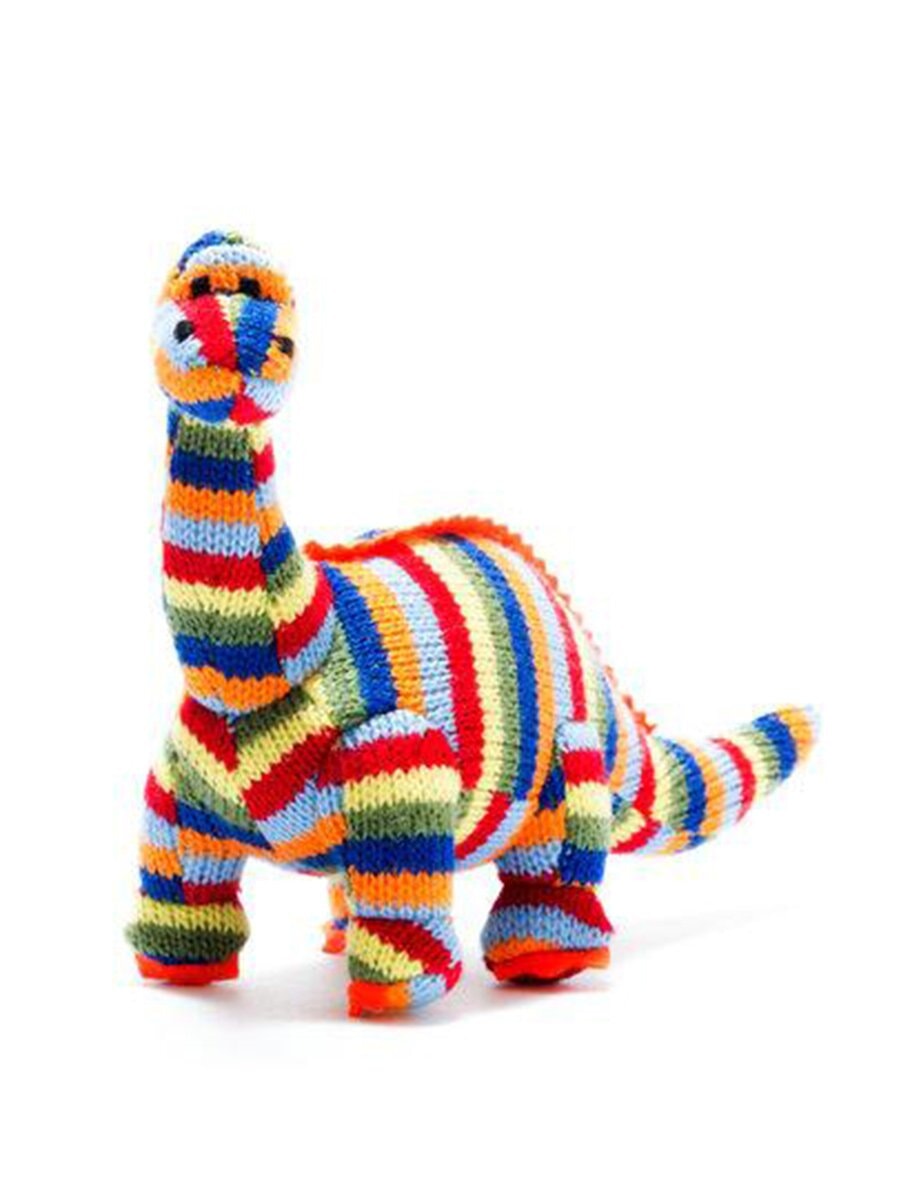 Crochet Diplodocus Rattle, Stripy Toy Best Years